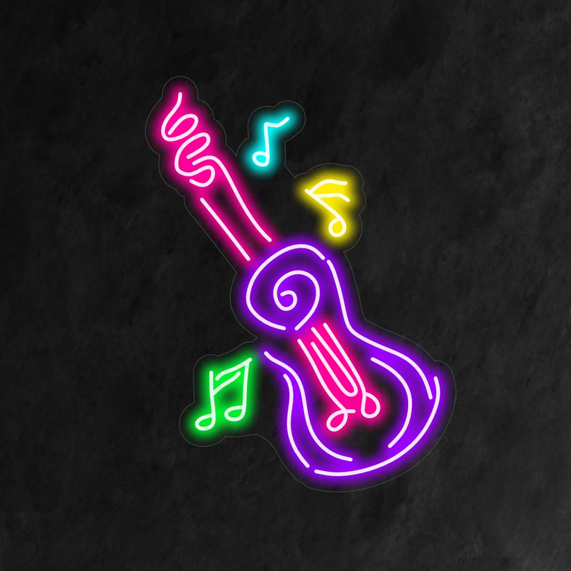 Abstract Guitar Neon Sign | Vibrant LED Wall Art | The Art Neon