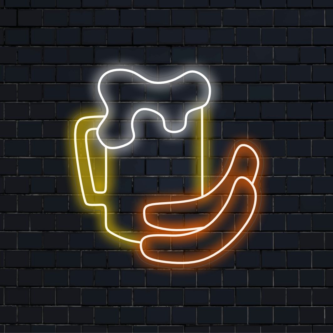 Beer and Sausage Neon Sign | Pub-Inspired LED Wall Art | The Art Neon