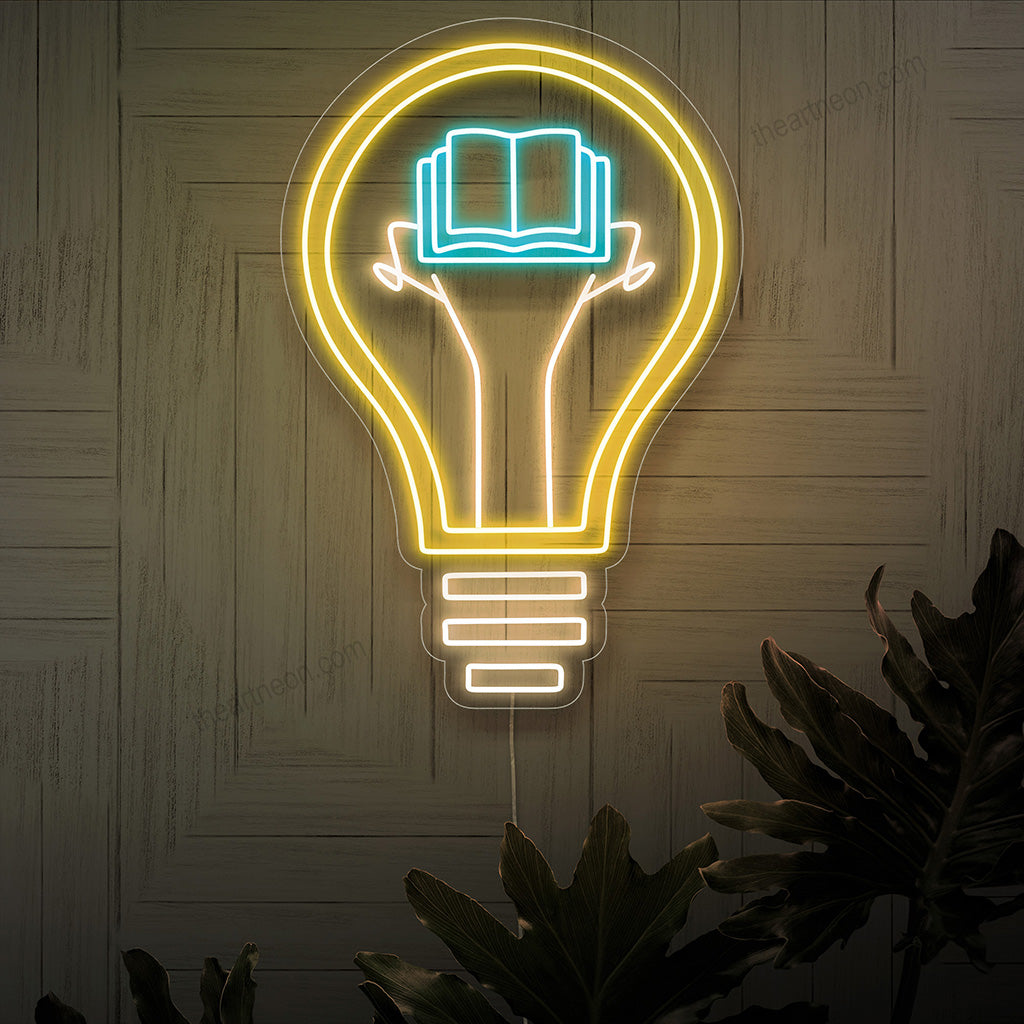 Book Lightbulb Neon Sign | Enlightening LED Wall Art | The Art Neon