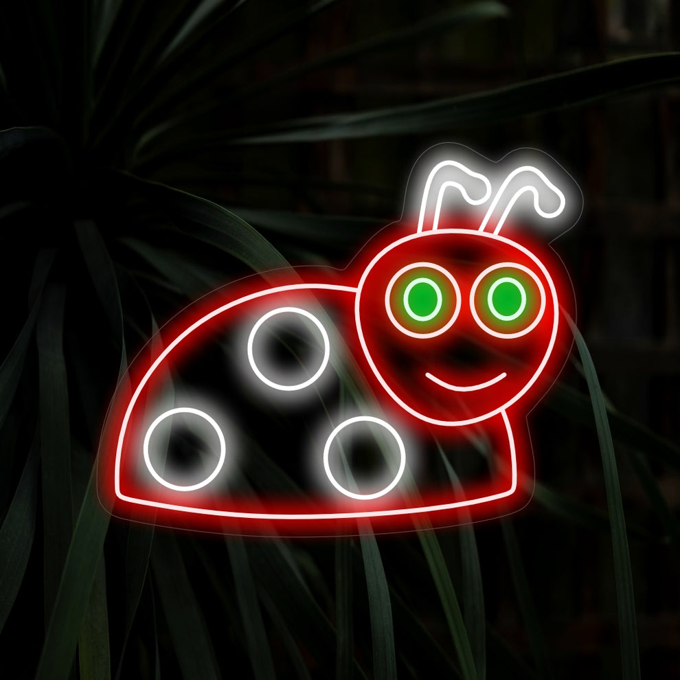Cheerful Charm: Cute Smiling Ladybug Neon Sign | The Art Neon