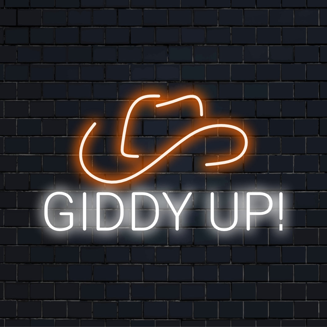 Giddy Up Cowboy Hat LED Neon Sign: Custom Light Decor – The Art Neon