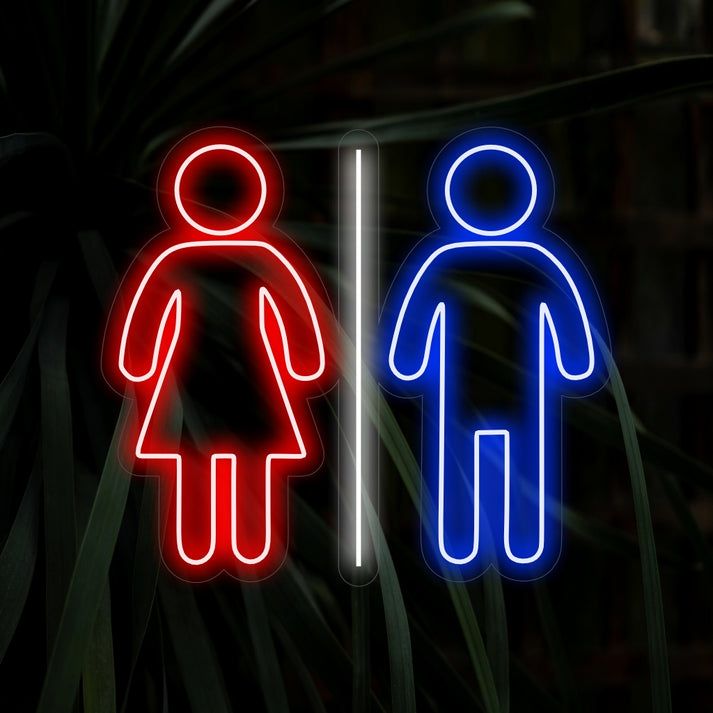 Symbolic Convenience: Male and Female Toilet Neon Sign | The Art Neon
