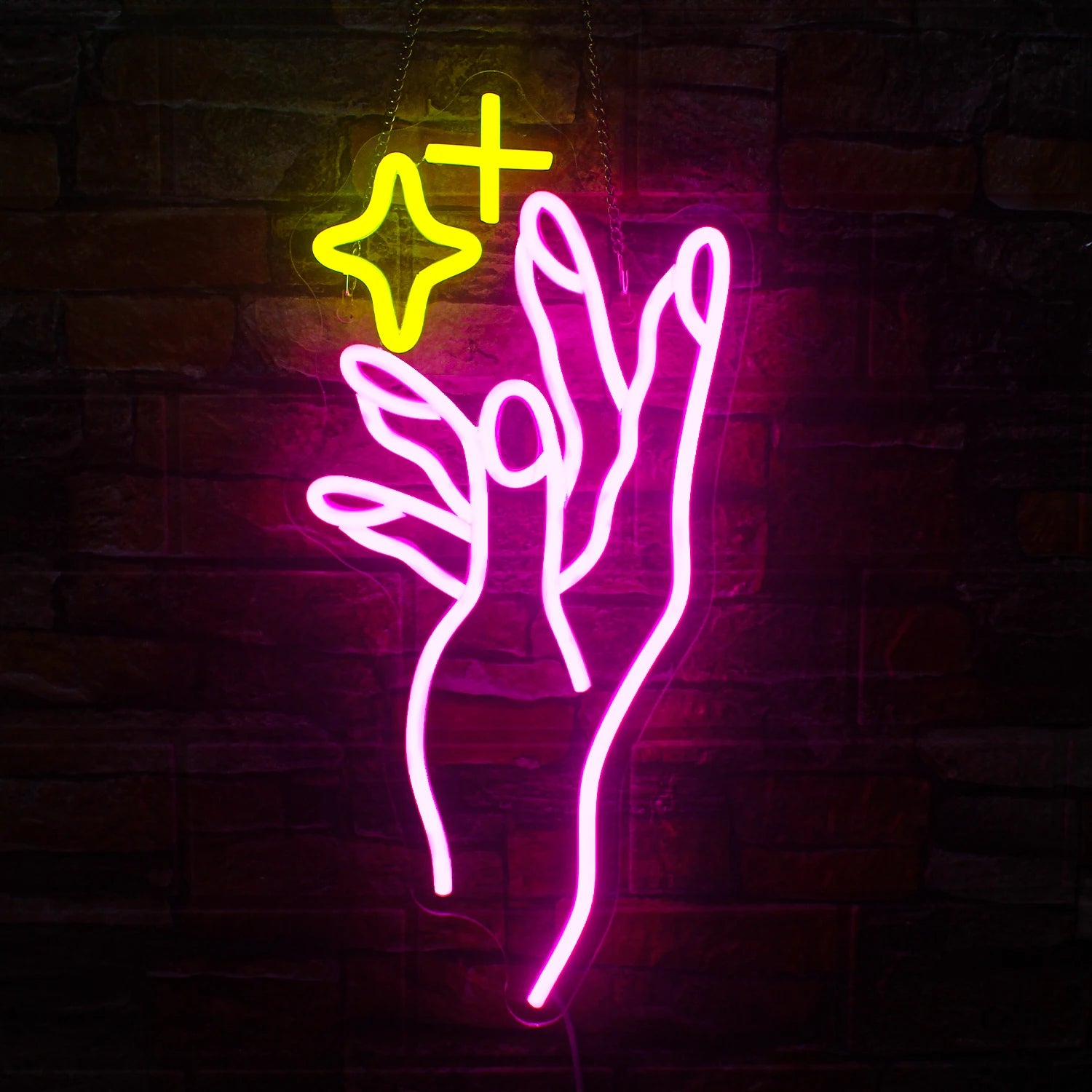 Affordable Custom Yellow Star Hand LED Neon Signs for Home – The Art Neon