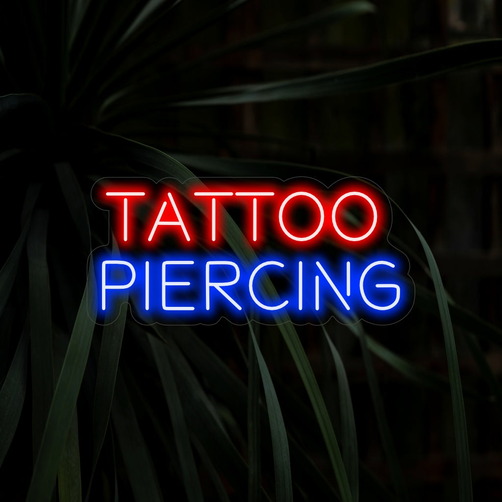 Sinais De Neon De Tatuagem Palavra De Néon De Tatuagem E Sinal De