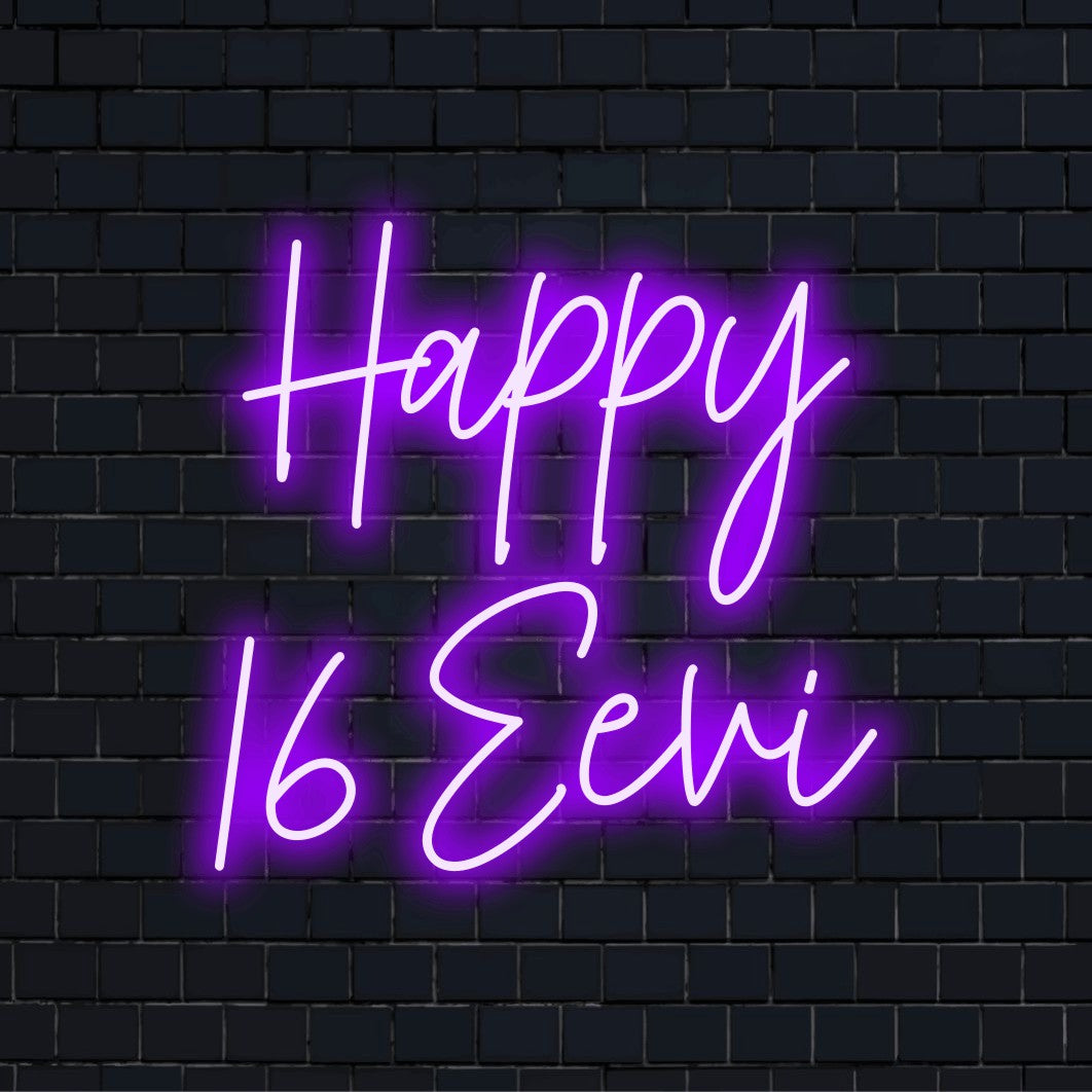 Happy 16 Eevi Personalized LED Neon Sign | Custom Style – The Art Neon