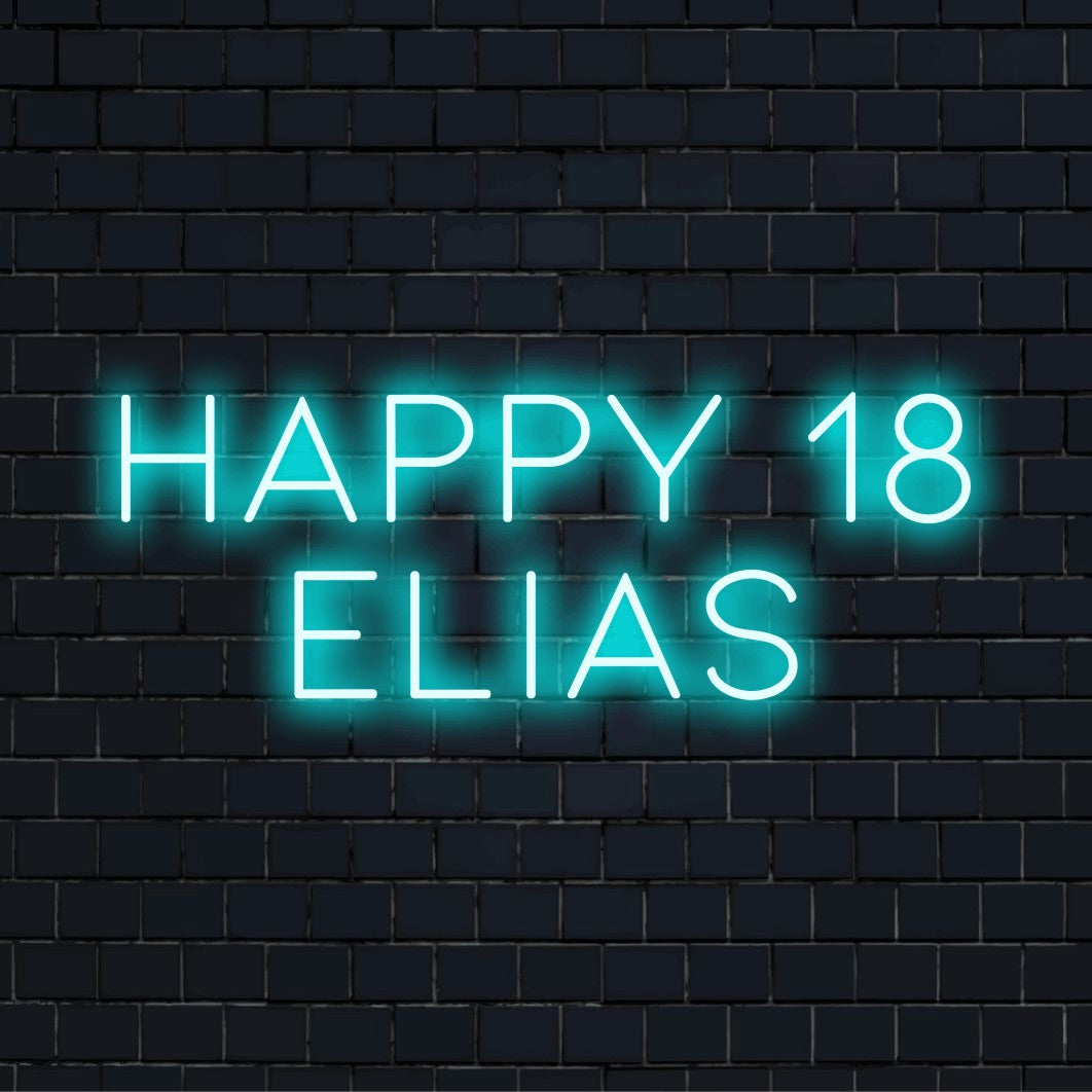 Letrero de neón personalizado con el nombre de Elías para tus 18 años ...