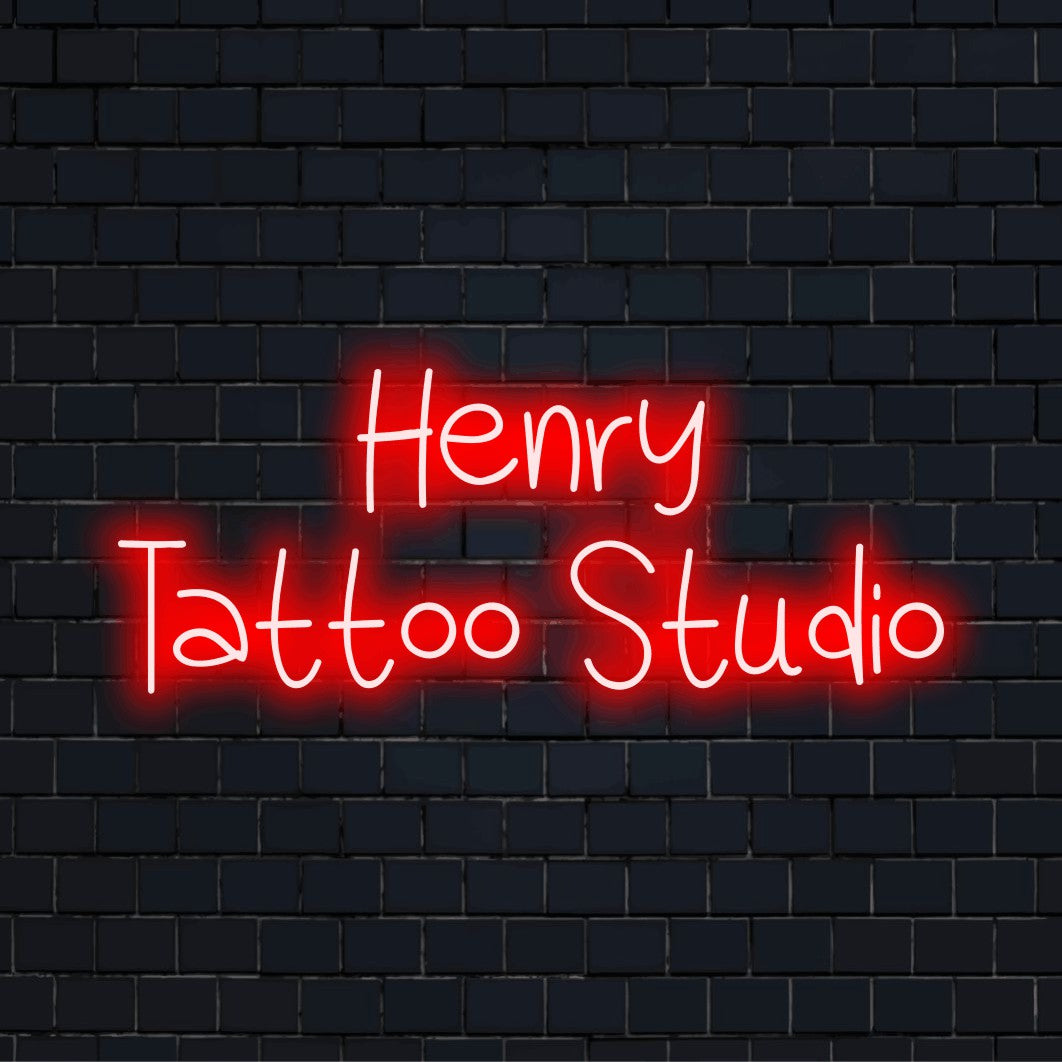 Semn neon cu nume personalizat Henry Tattoo Studio | Lumină ...