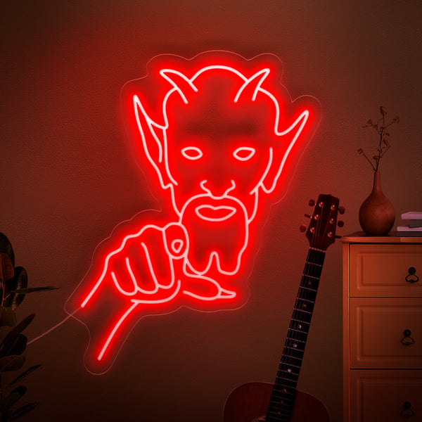 Scary Red Devil Neon Sign | Fiery and Intimidating Design | TheArtNeon ...