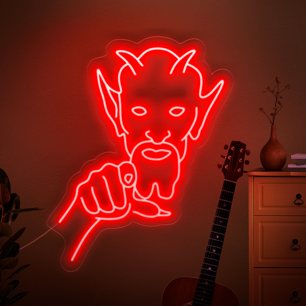 Scary Red Devil Neon Sign | Fiery and Intimidating Design | TheArtNeon ...