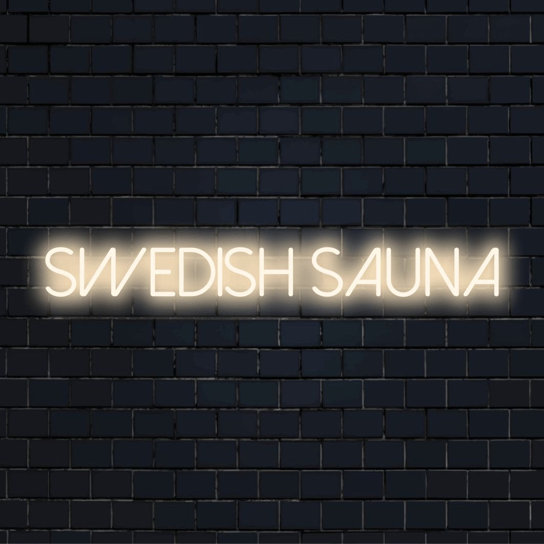 Neonový nápis Švédská sauna | Neonový nápis na zakázku – The Art Neon
