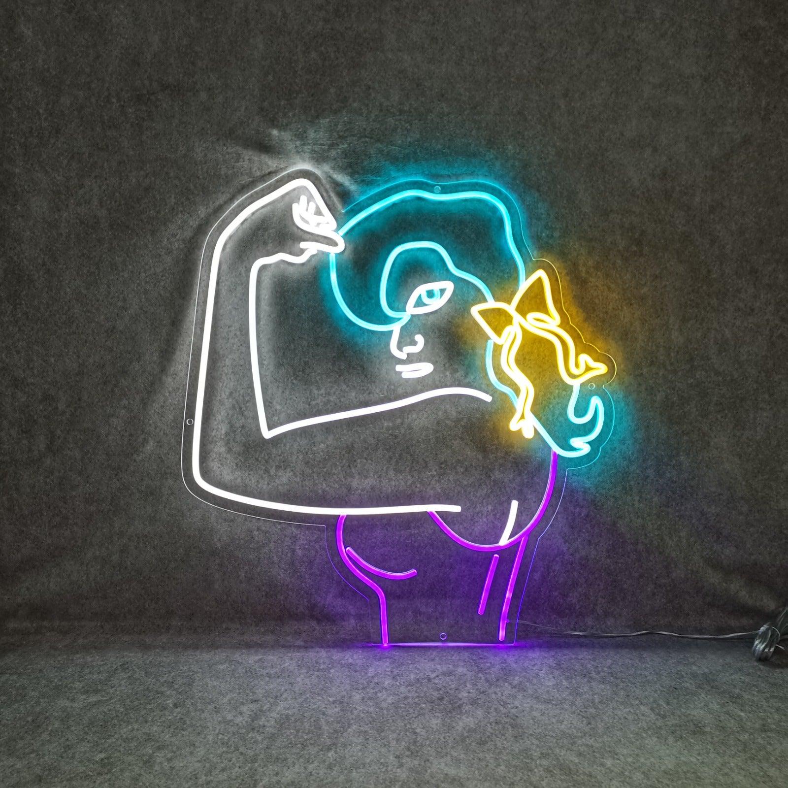 Woman Flexing Muscles Neon Sign | Empowerment and Strength | Art Neon ...